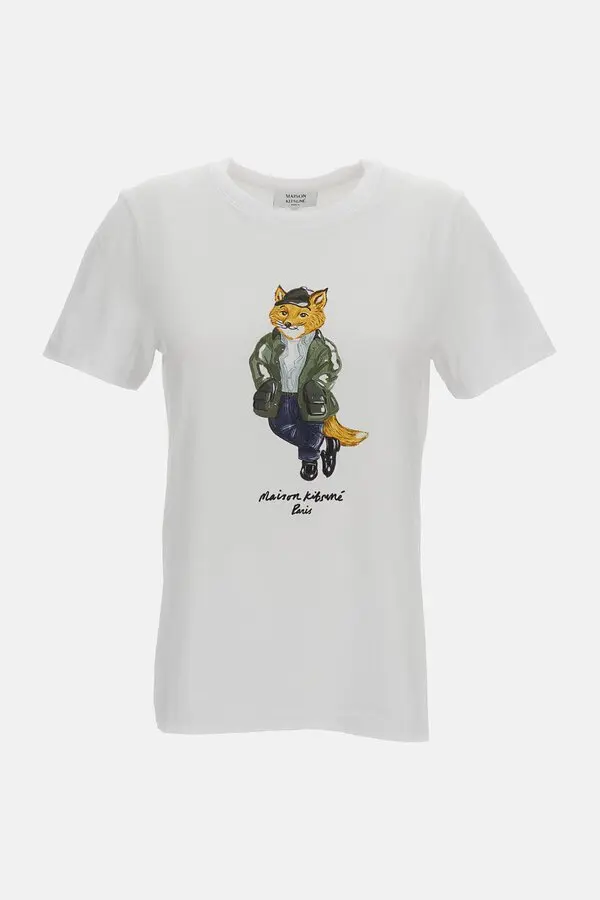 Maison Kitsuné Weekend Fox Print T-shirt - White