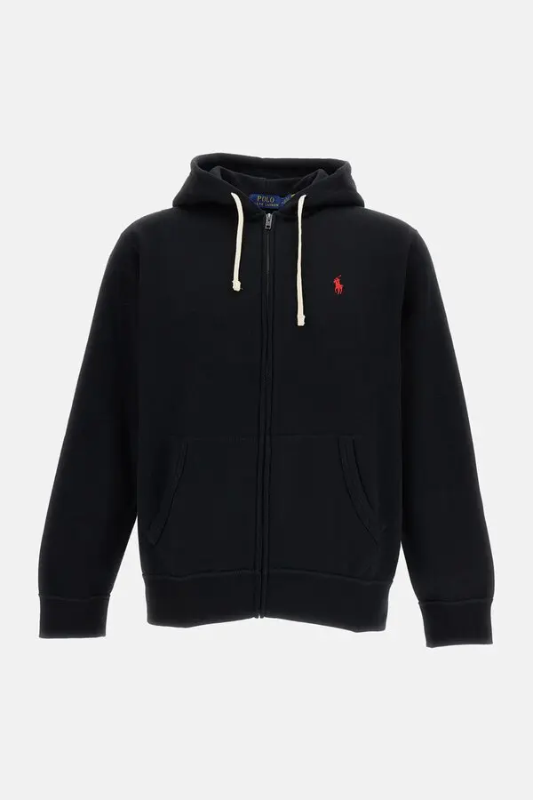 Polo Ralph Lauren Long Sleeve Full Zip Hoodie With Embroidered Pony Logo - Nero
