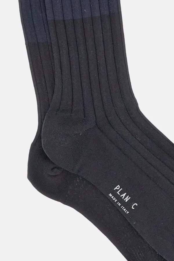 Plan C Two-tone Ribbed Socks - Multicolor