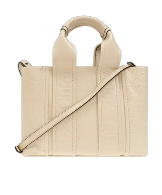 Chloé Logo Detailed Top Handle Bag - Nude