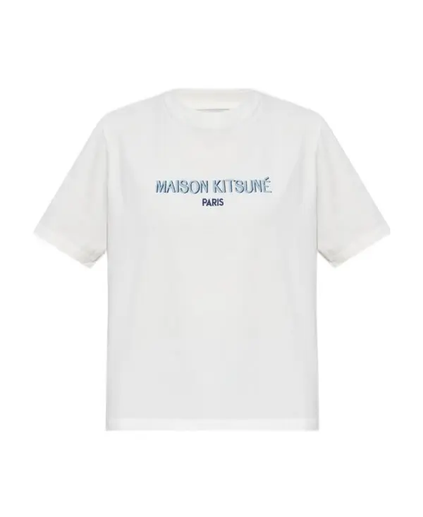 Maison Kitsuné Embroidered Logo Cropped T-shirt - White