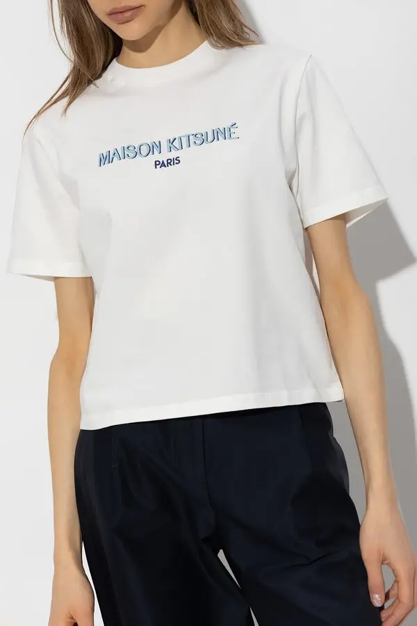 Maison Kitsuné Embroidered Logo Cropped T-shirt