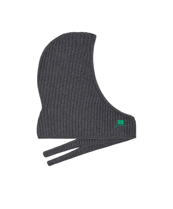 GANNI Logo-embroidered Balaclava - Charcoal-grey