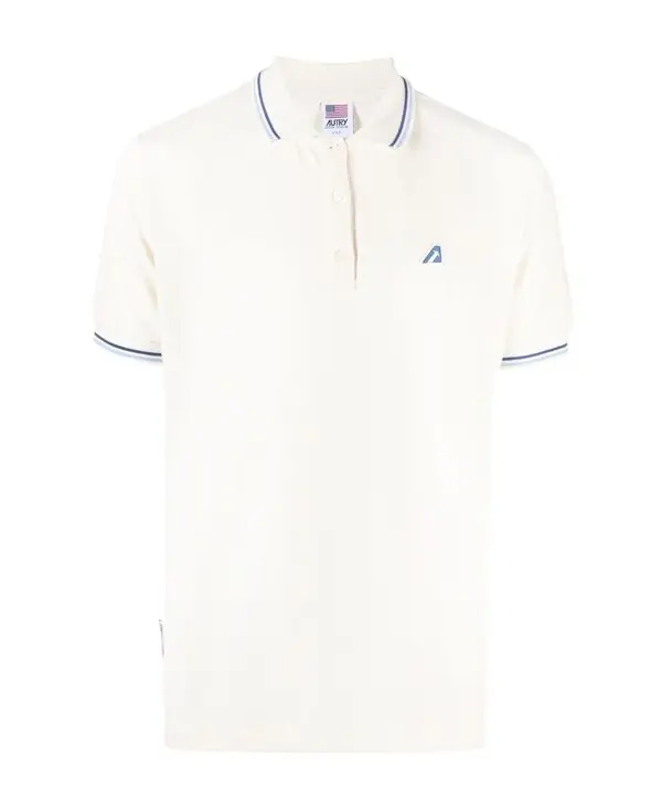 AUTRY Logo Patch Short-sleeved Polo Shirt - White