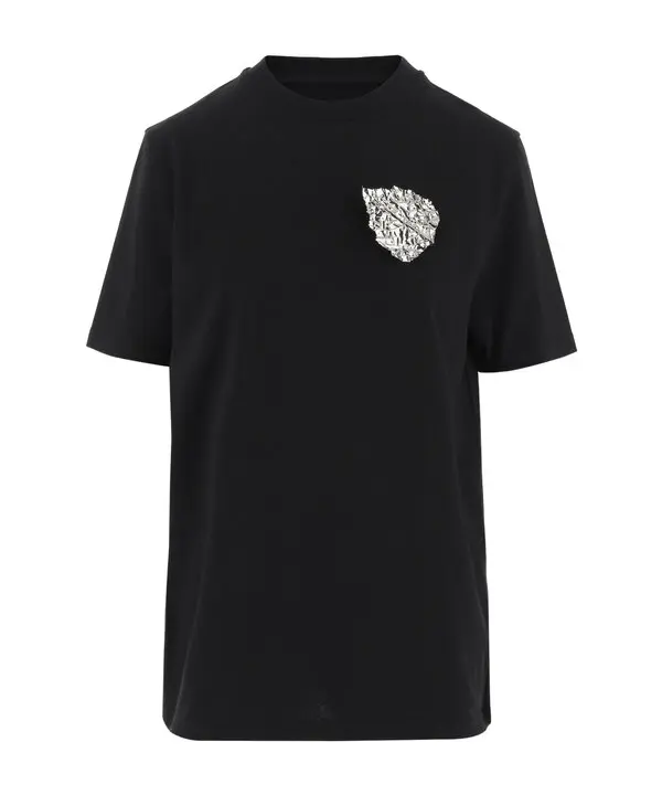 JIL SANDER Leaf-embellised T-shirt - Black