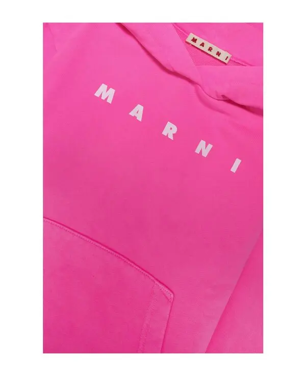 Marni Neon Cotton Hooded Sweatshirt With Logo