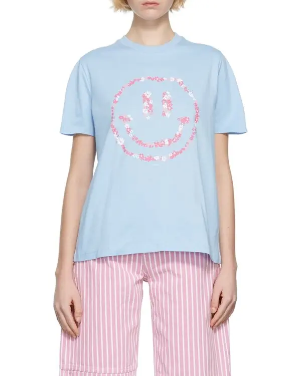 GANNI Smiley Crewneck T-shirt