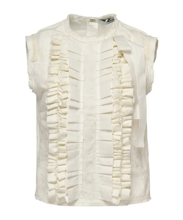 MSGM Ruffled-front Sleeveless Blouse