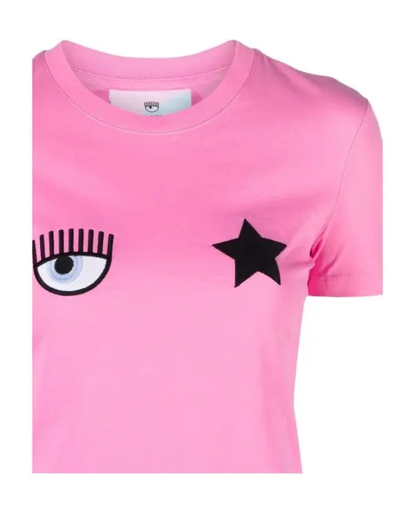 CHIARA FERRAGNI Crewneck T-shirt With Logo Embroidery