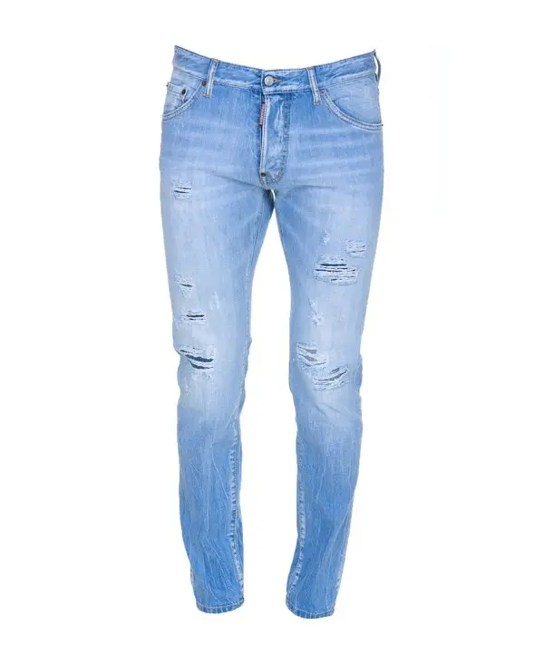 Dsquared2 Faded Effect Straight Leg Jeans - Blue
