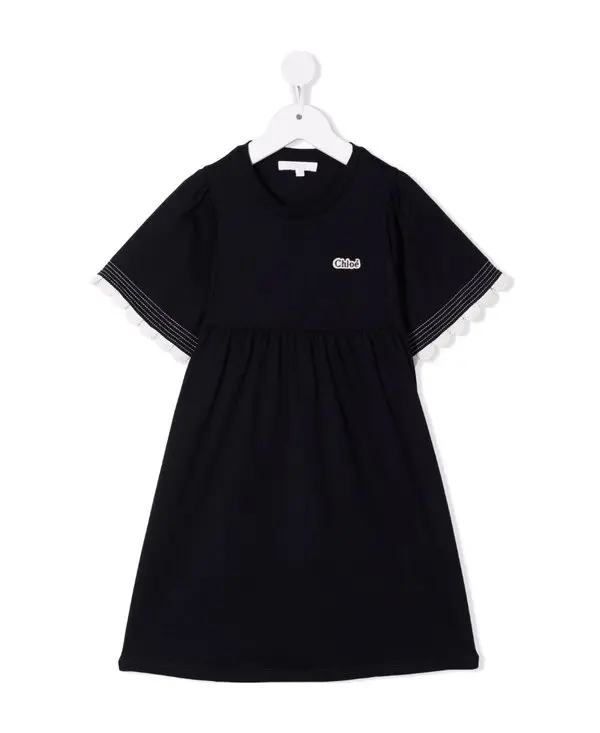 Chloé Embroidered Logo Flared Dress