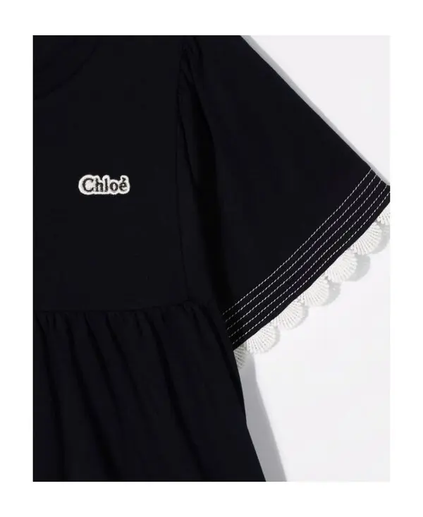 Chloé Embroidered Logo Flared Dress