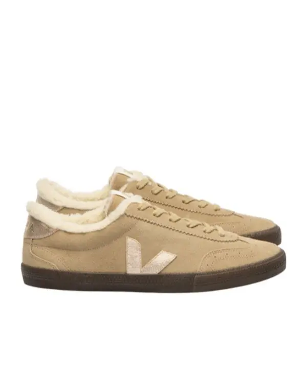 VEJA Shearling Detailed Lace-up Sneakers - Nude