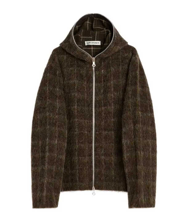 Our Legacy Hairy Wool Check Zip-up Sweatshirt