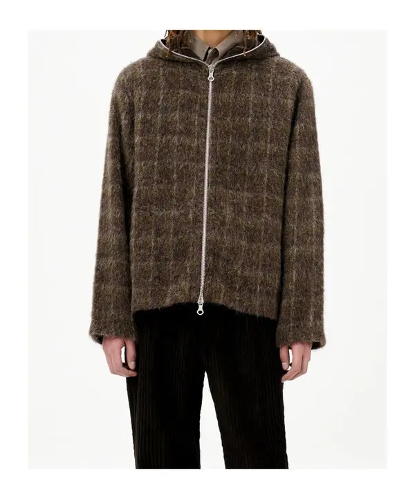 Our Legacy Hairy Wool Check Zip-up Sweatshirt