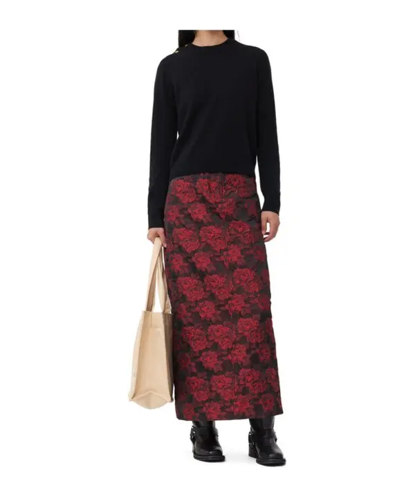 GANNI Logo Embroidered Open Top Tote Bag