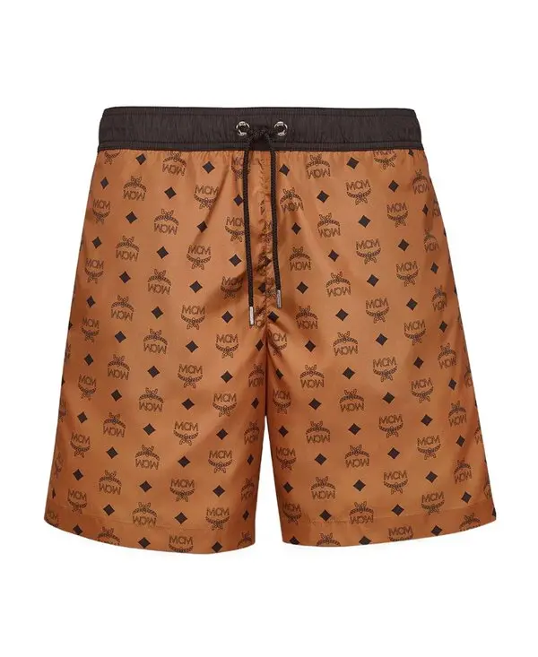 Mcm Logo Print Beach Shorts