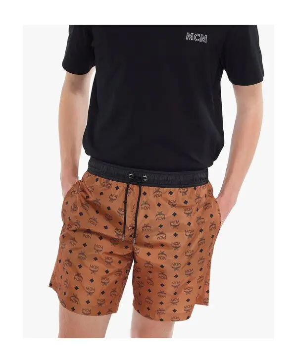 Mcm Logo Print Beach Shorts