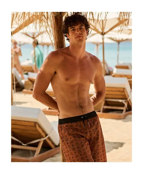 Mcm Logo Print Beach Shorts