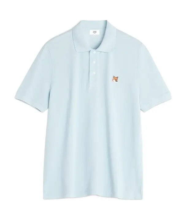 Maison Kitsuné Fox Head Patch Short-sleeved Polo Shirt - Light Blue