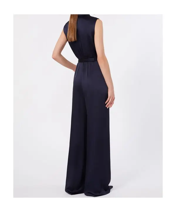 Max Mara Envers Satin Tuxedo Jumpsuit Midnightblue