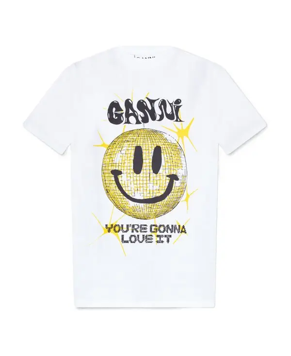 GANNI Smiley Face Logo T-shirt - White