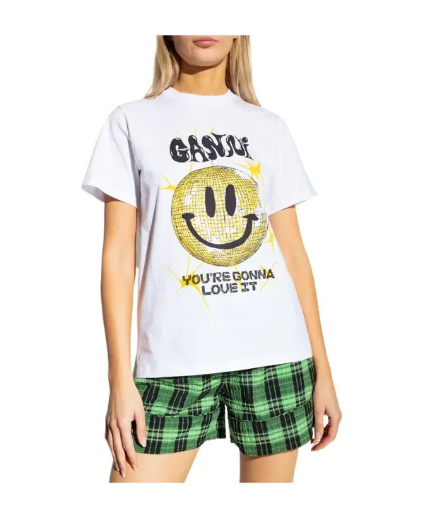 GANNI Smiley Face Logo T-shirt