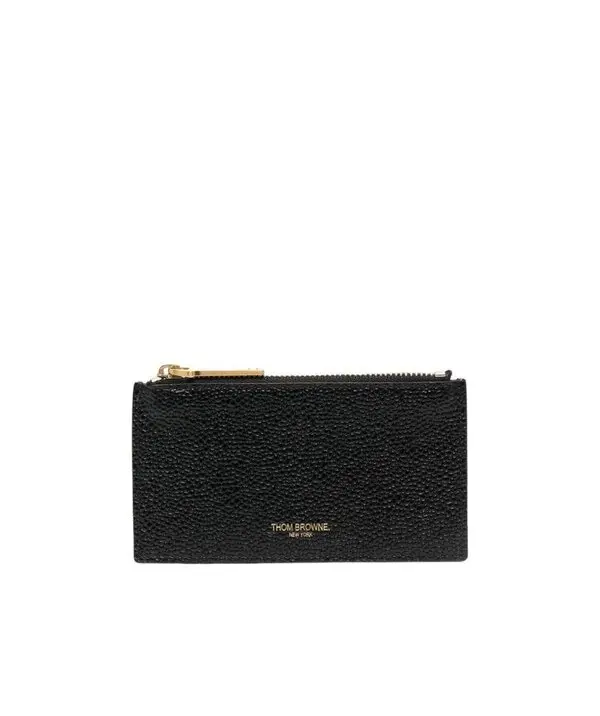 Thom Browne Logo Embossed Zipped Wallet
