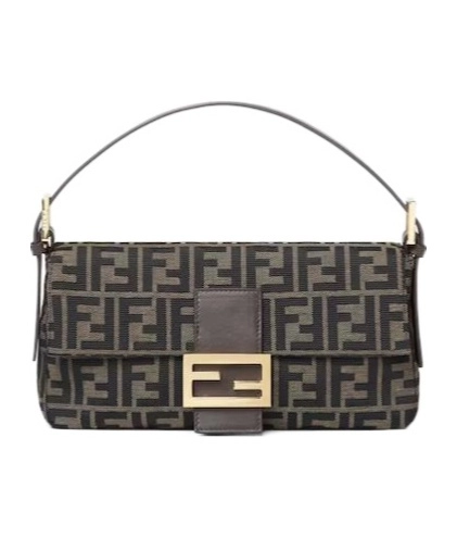 Fendi Baguette Ff Jacquard Shoulder Bag - Black