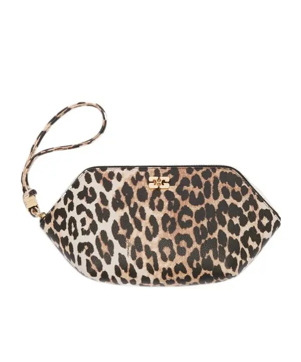 GANNI Leopard Bou Card Holder - Nude