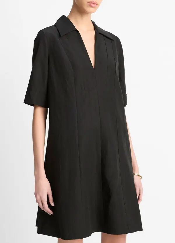 Vince Short Sleeve Shirt Dress - Black