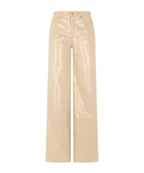 7 For All Mankind Sequined Wide-leg Pants - Nude