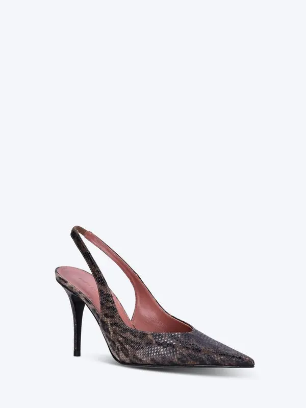 Amina Muaddi Snake Print High-heeled Sandals