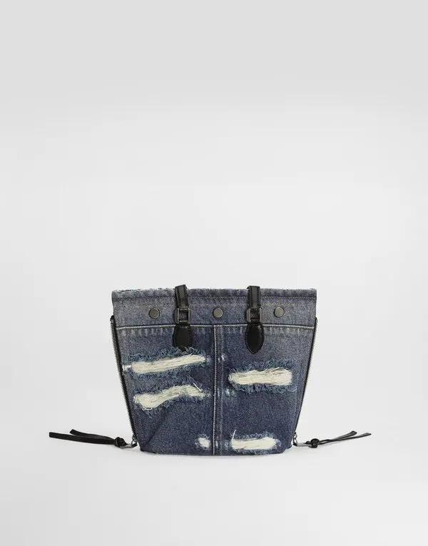 Dolce & Gabbana Dolce Gabbana Atene Logo Plaque Denim Tote Bag