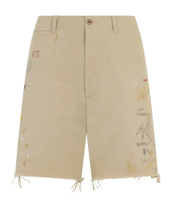 Polo Ralph Lauren Frayed-hem Printed Shorts - Nude