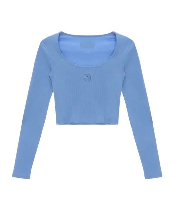 MARINE SERRE Long Sleeve Round Neck Top - No