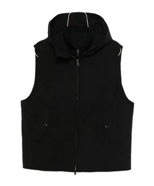 Emporio Armani Vest With Zip And Hood - Black