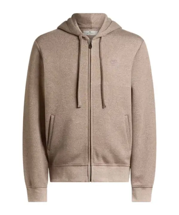 Etro Knit Jacquard Hooded Sweatshirt With Arnica Motif - Nude