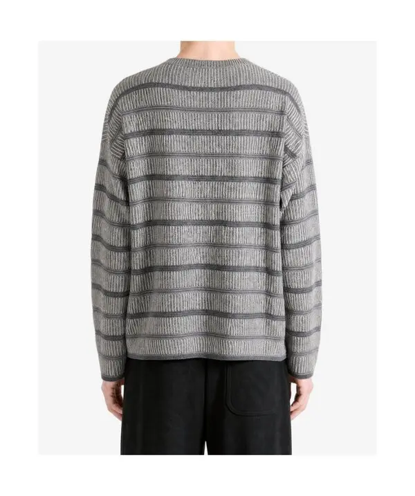 THE ELDER STATESMAN Striped Button-neck Sweater