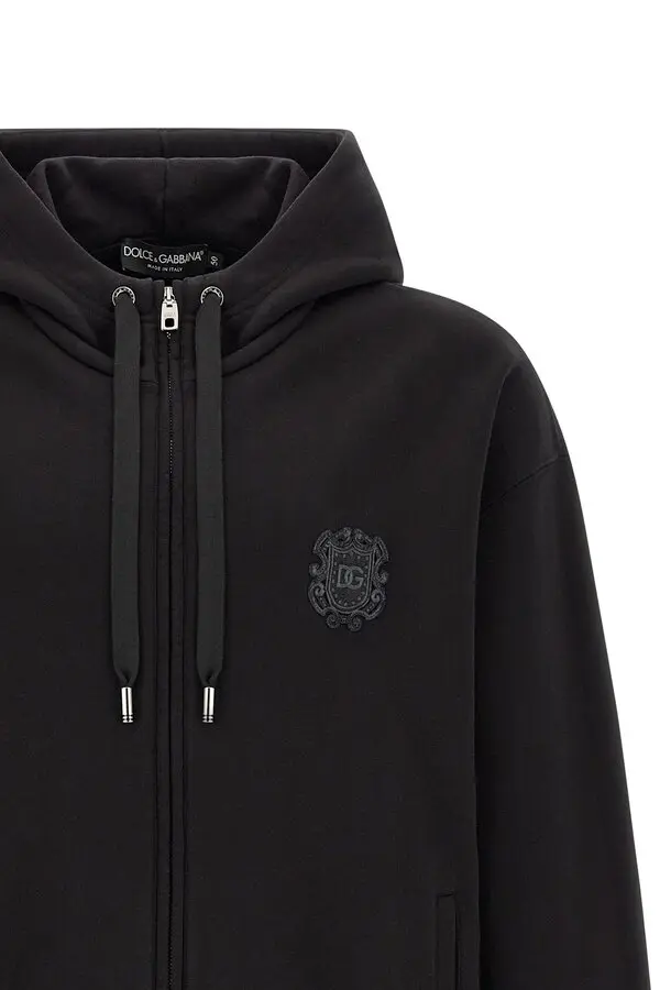 Dolce & Gabbana Coat Of Arms Logo Zip-up Hoodie