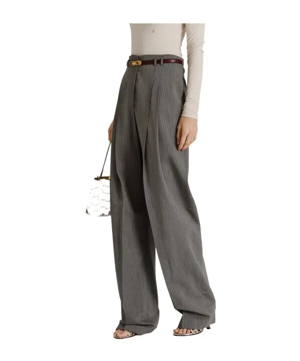 Alberta Ferretti Wide-leg Tailored Trousers With Pleats