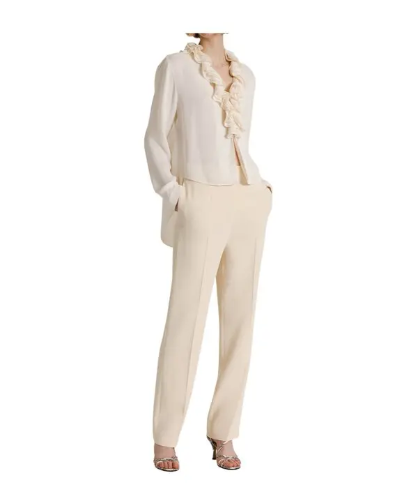 Alberta Ferretti Fluid Blouse With Sculptural Ruffled Collar
