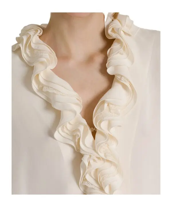 Alberta Ferretti Fluid Blouse With Sculptural Ruffled Collar