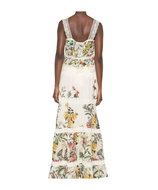 ALICEOLIVIA Alice + Olivia Floral Print Lace Trim Top