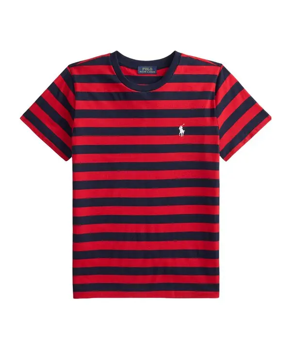 Polo Ralph Lauren Striped Logo-embroidered T-shirt - Red