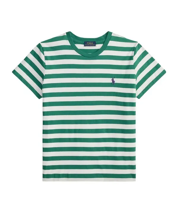 Polo Ralph Lauren Striped Embroidered-logo T-shirt - Green