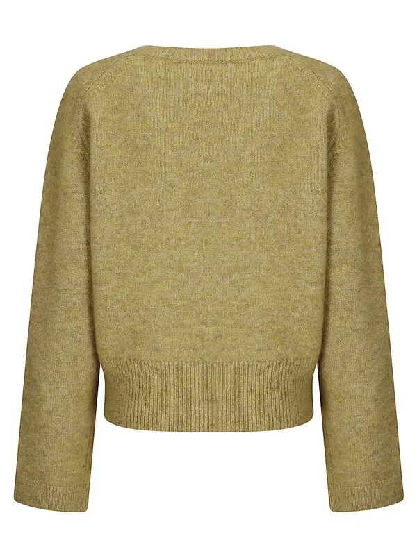 GANNI Mélange Deep V-neck Knitted Sweater