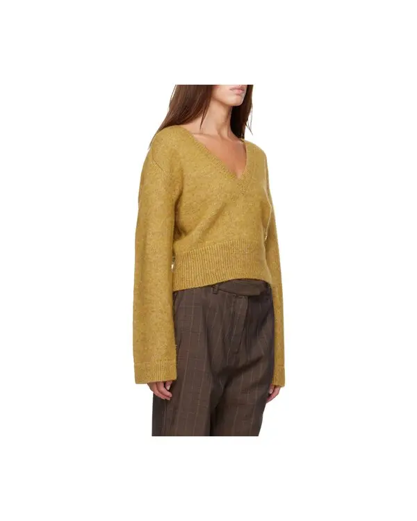 GANNI Mélange Deep V-neck Knitted Sweater