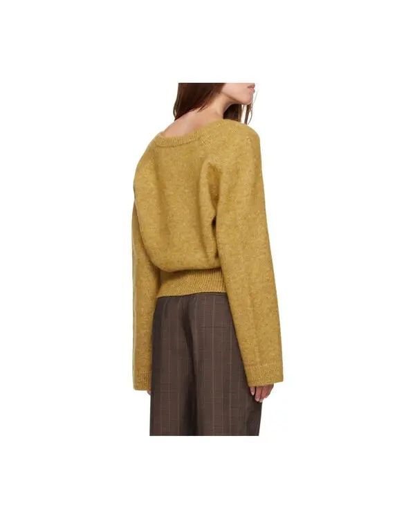 GANNI Mélange Deep V-neck Knitted Sweater