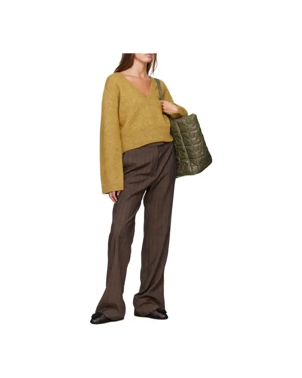 GANNI Mélange Deep V-neck Knitted Sweater